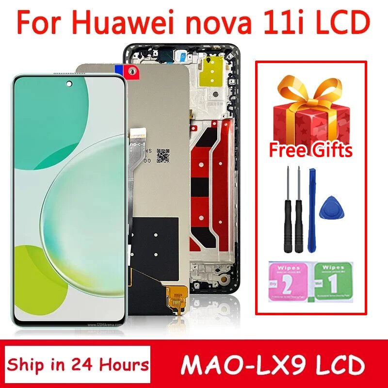 6,8-дюймовый дисплей для Huawei nova 11i nova11i ЖК-дисплей MAO-LX9N, дигитайзер сенсорного экрана для Huawei Nova 11i Nova11i MAO-LX9 ЖК-дисплей Ori NO Frame