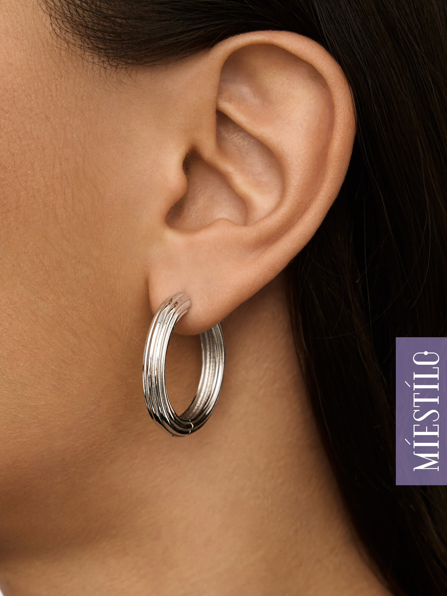 Серьги конго, серебро, 925 проба, родирование