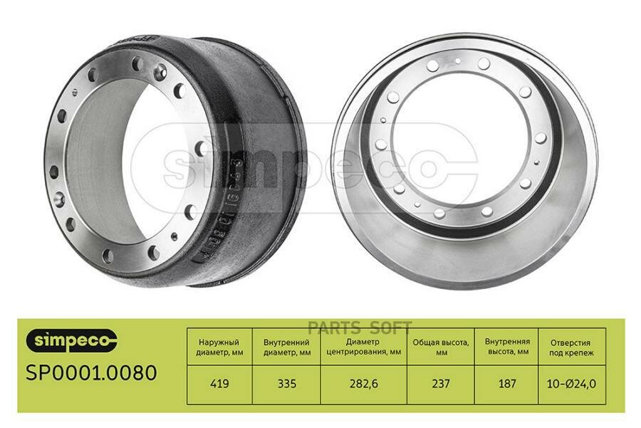 SP00010080 SIMPECO Барабан тормозной ROR о. н.21220183 (SP0001.0080)