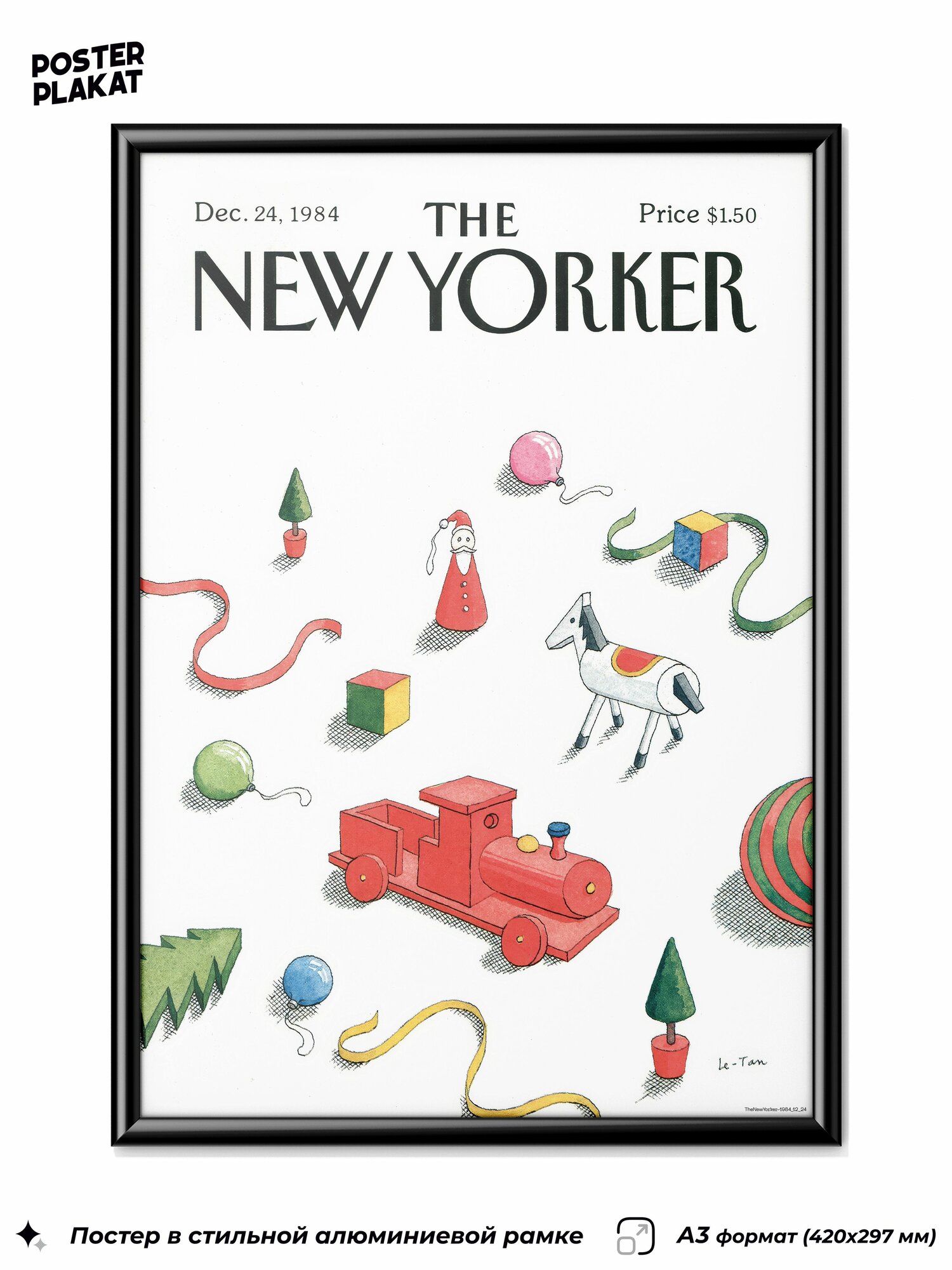 Постер с обложкой The New Yorker, Нью Йоркер, выпуск 24 декабря 1984 г, на стену для интерьера, в раме, А3 (420х297 мм), Постер Плакат