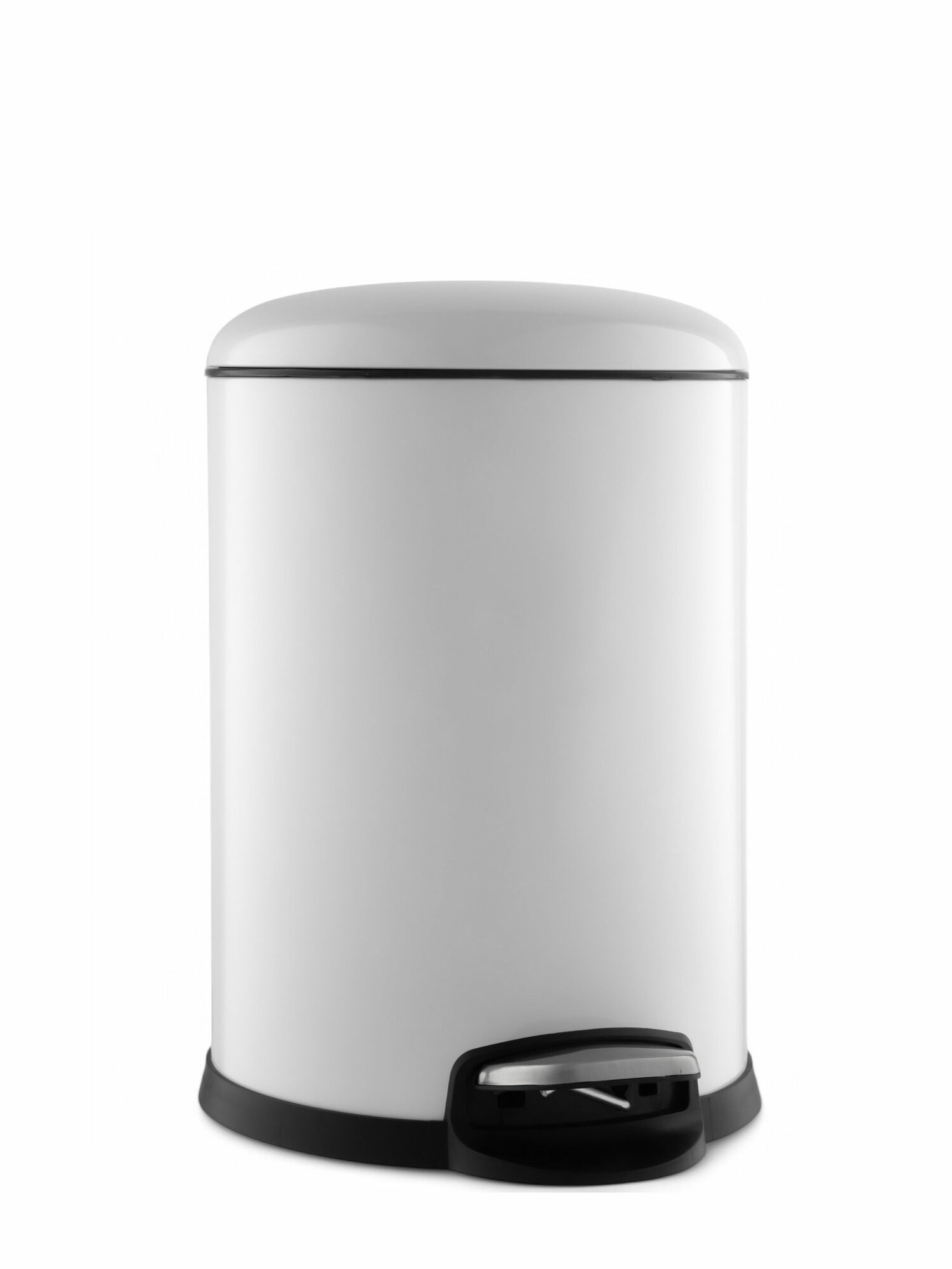 Ведро мусорное с микролифтом и педалью 5 литров с защитным покрытием от отпечатков пальцев, цвет белый глянец