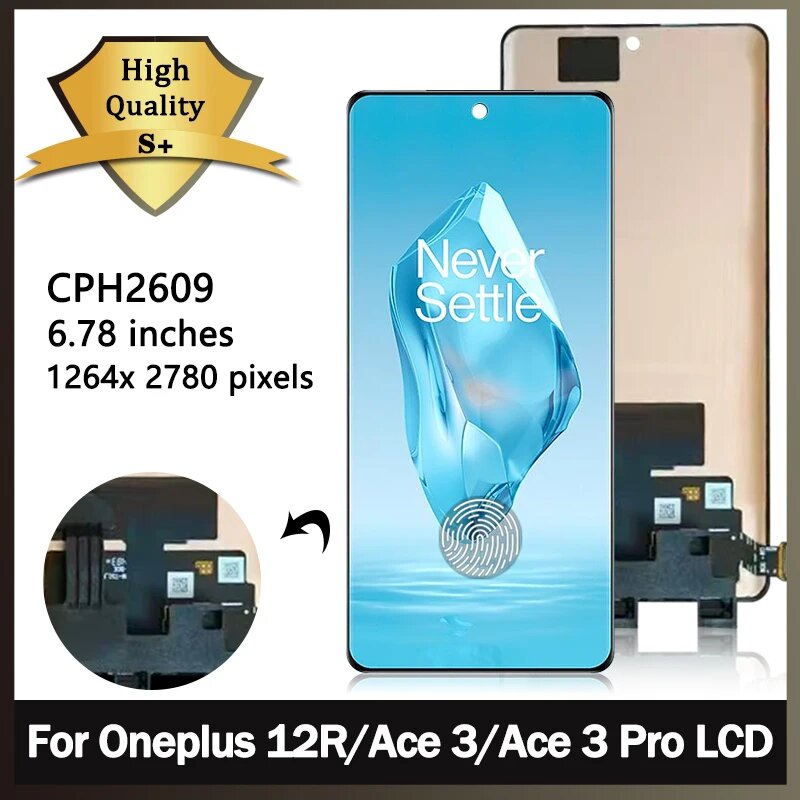 6,78 "AMOLED новый для Oneplus 12R CPH2609 ЖК-дисплей с цифровым преобразователем сенсорного экрана для OnePlus Ace 3/3 Pro PJX110 PJE110 Дисплей