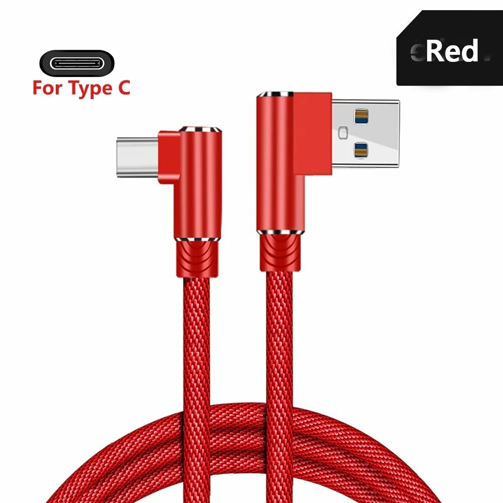 USB Type C кабель 1м Red 90°