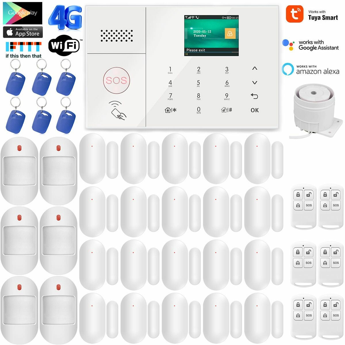 KEEPWORLD 4G + WiFi Tuya APP IP Беспроводная домашняя охранная сигнализация охранная система + Alexa + Google 6206