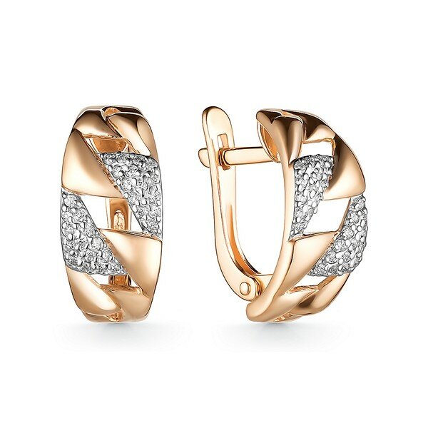 Серьги, красное золото, 585 проба, фианит