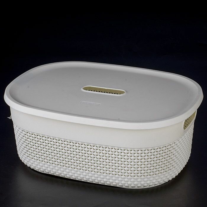 Корзина для хранения Comfort Factor "Oslo", цвет Молочный, с крышкой, 12 л (PT1332МЛ-12)