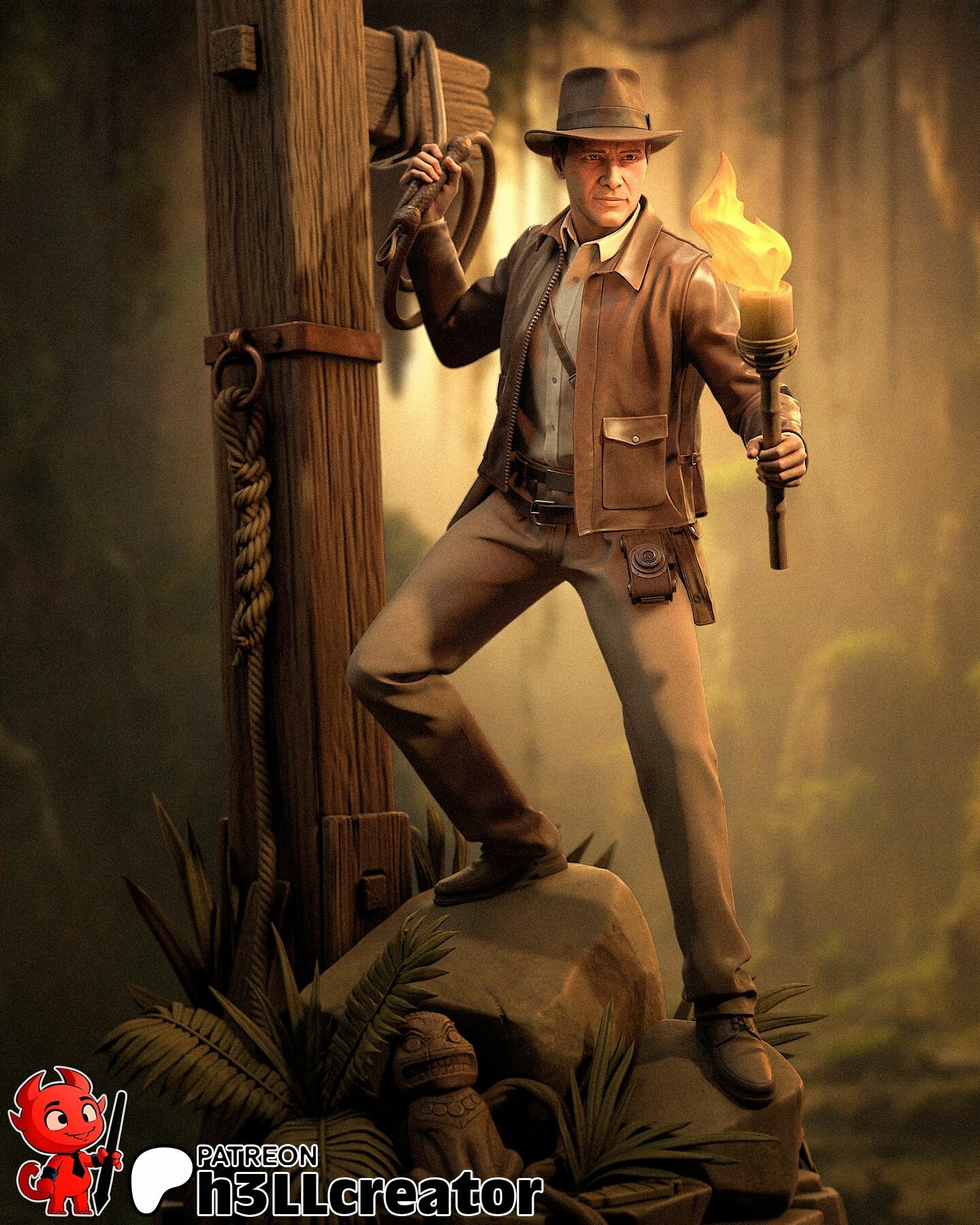 Фигура модель Индиана Джонс, Indiana Jones (Indiana Jones and the Great Circle), 215 мм