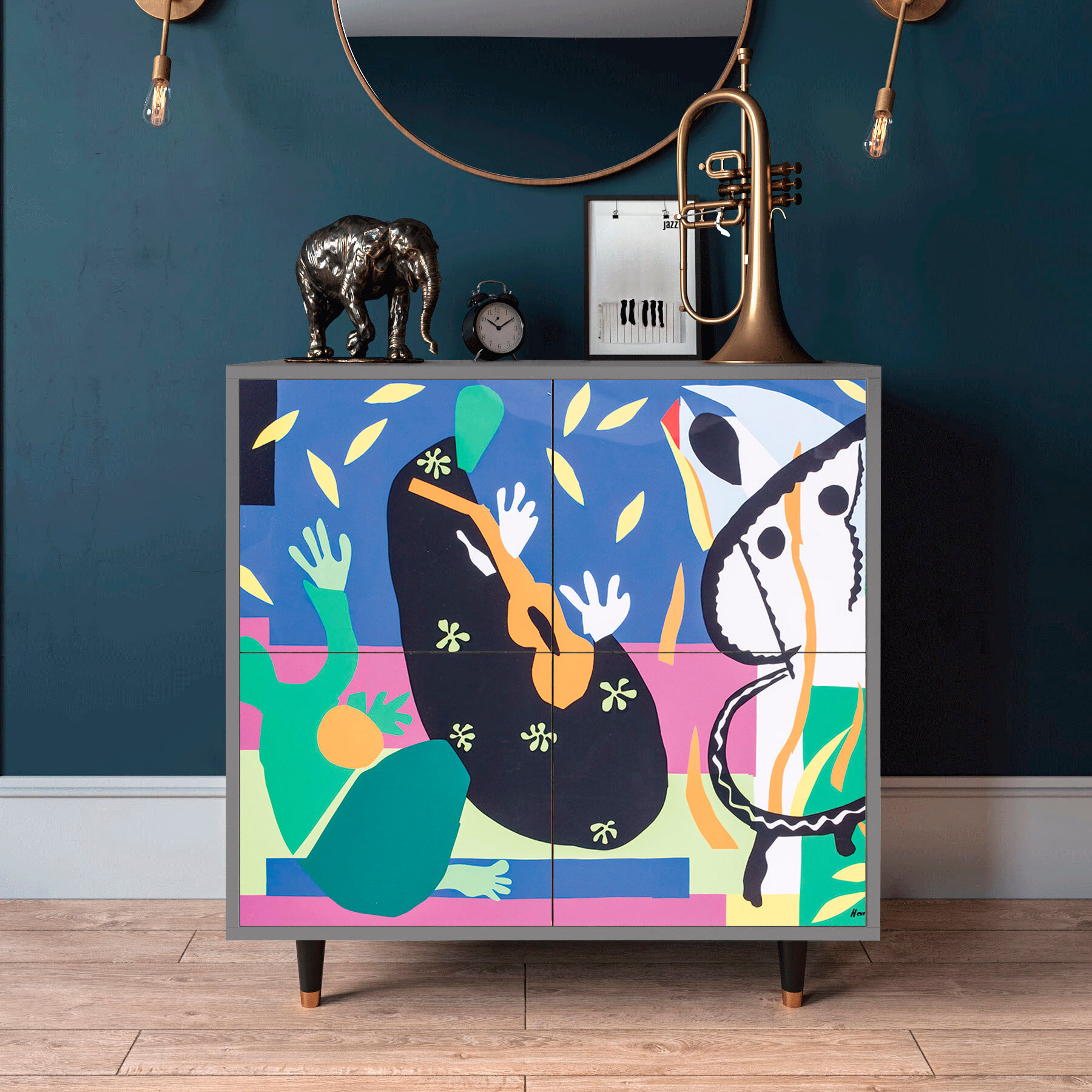 Комод - STORYZ - BS3 La Tristesse du Roi by Henri Matisse , Размер - 94 x 96 x 48 см, Цвет корпуса - Серый