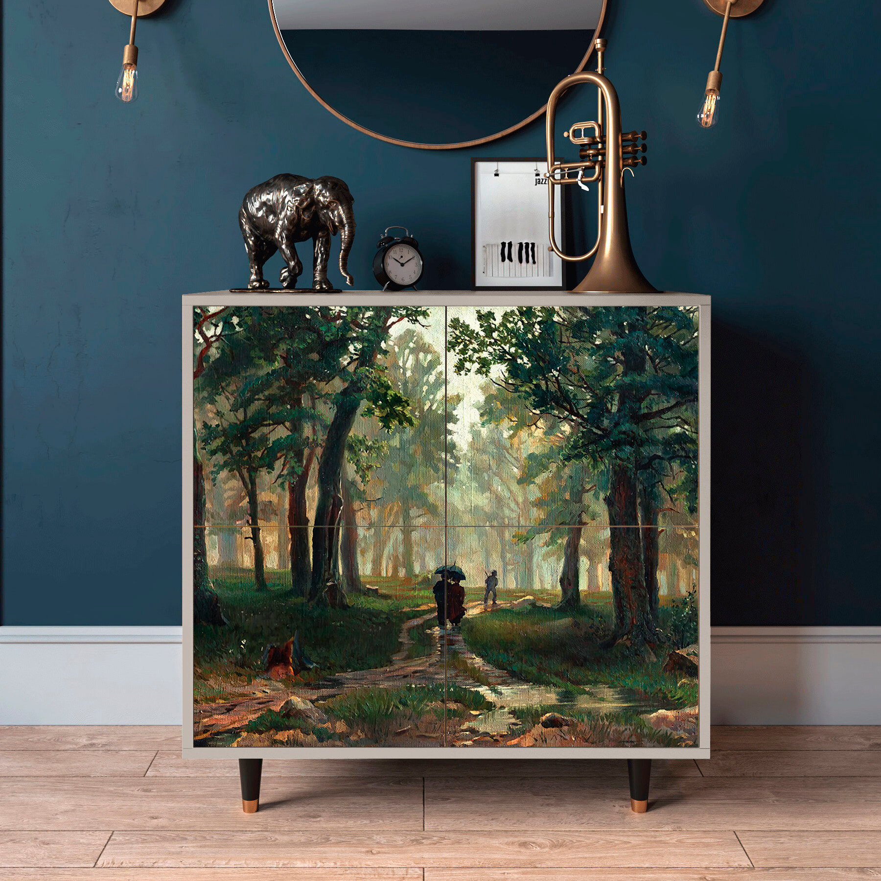 Комод - STORYZ - BS3 Rain in the Oak Forest by Ivan Shishkin, Размер - 94 x 96 x 48 см, Цвет корпуса - Сатин