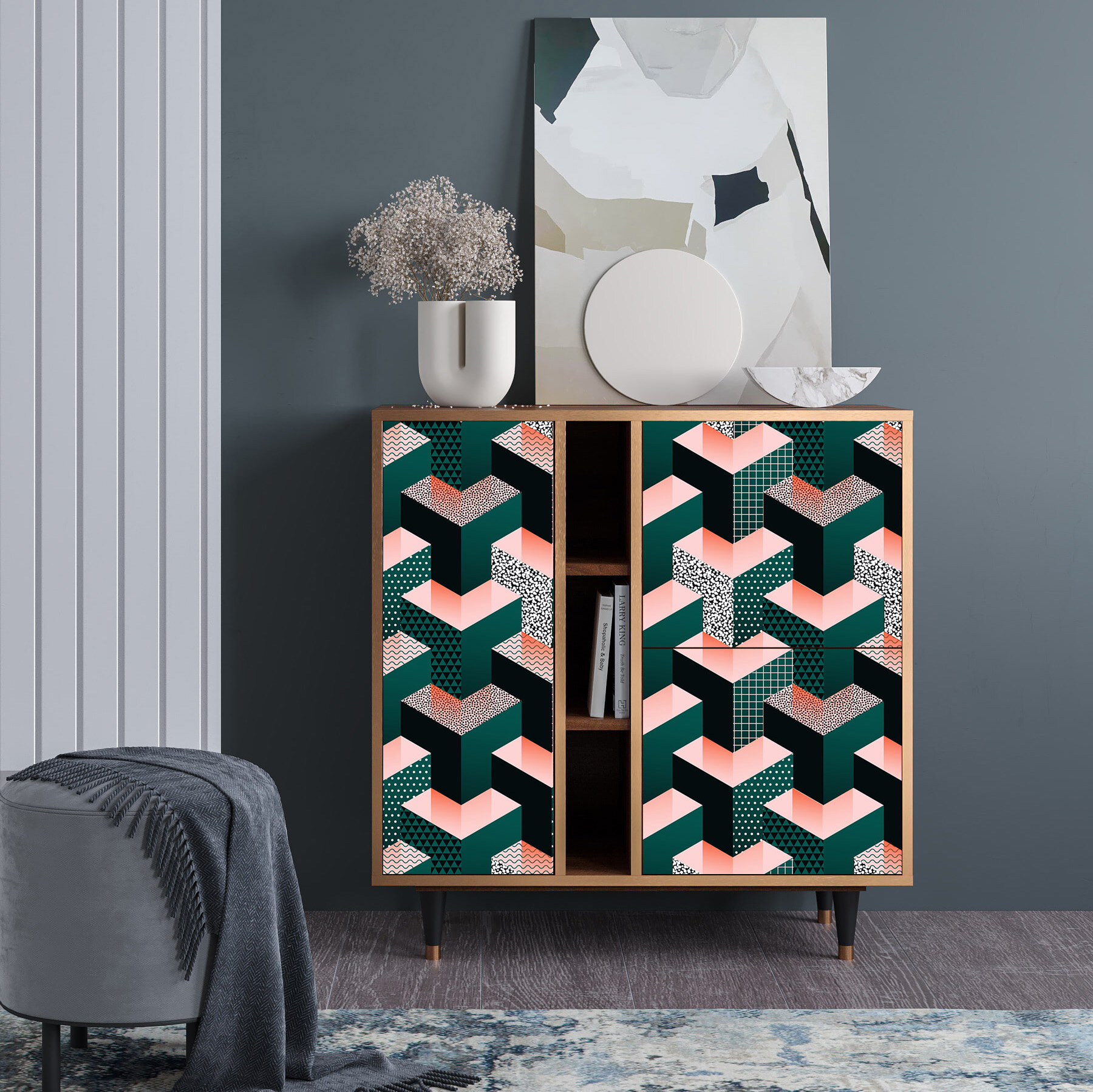 Комод - STORYZ - BS5 Geometric Madness, Размер - 94 x 96 x 41 см, Цвет корпуса - , Орех