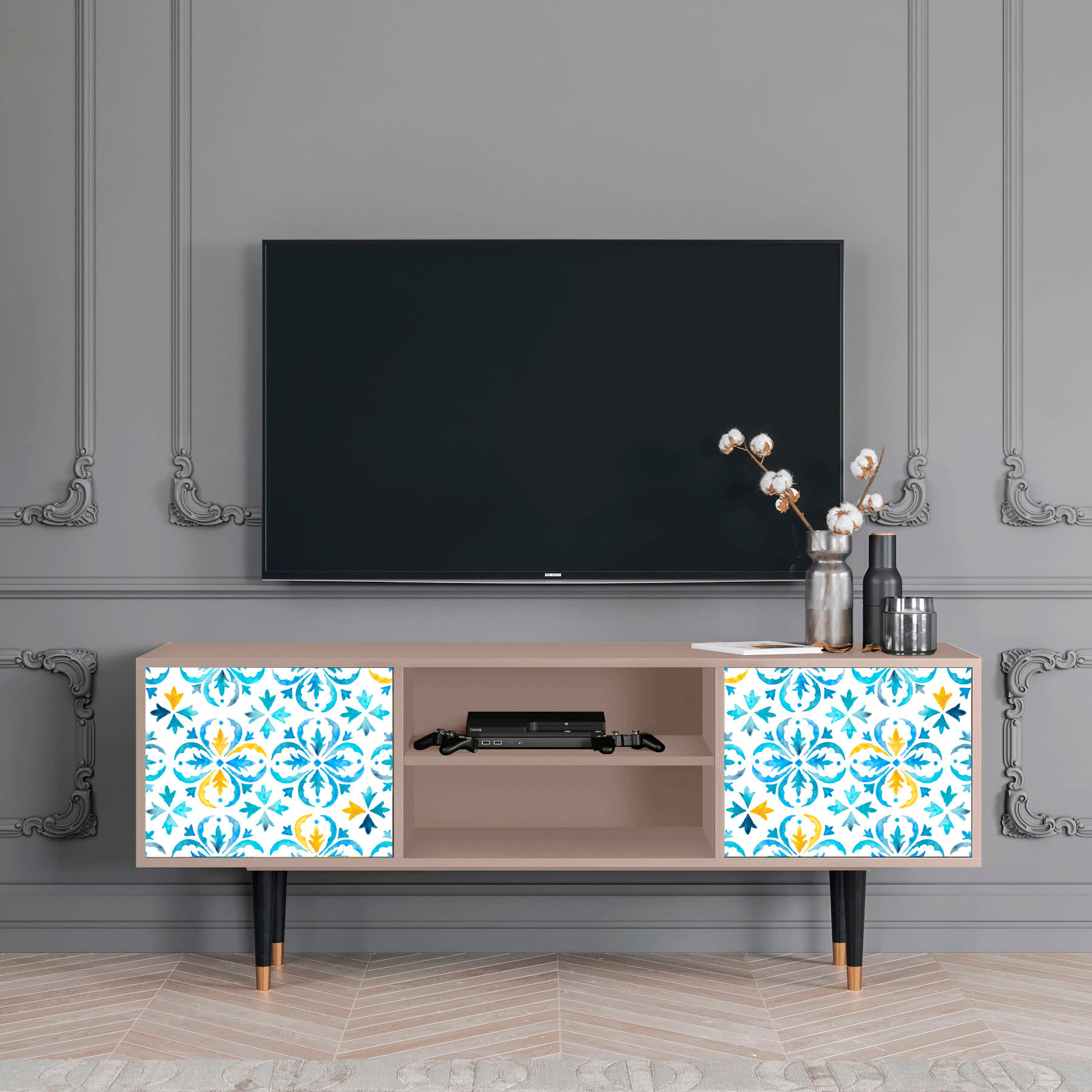 ТВ-Тумба - STORYZ - T2 Lisbon Flover, Размер - 170 x 69 x 48 см, Цвет корпуса - , Бежевый