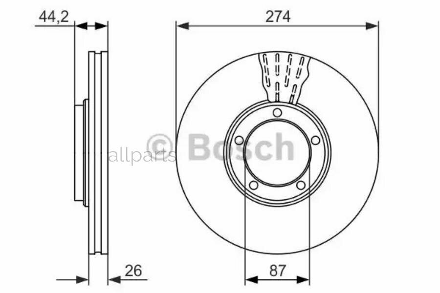 BOSCH 0986479696 Тормозной диск передний Premium 1 (цена за 1 шт.)