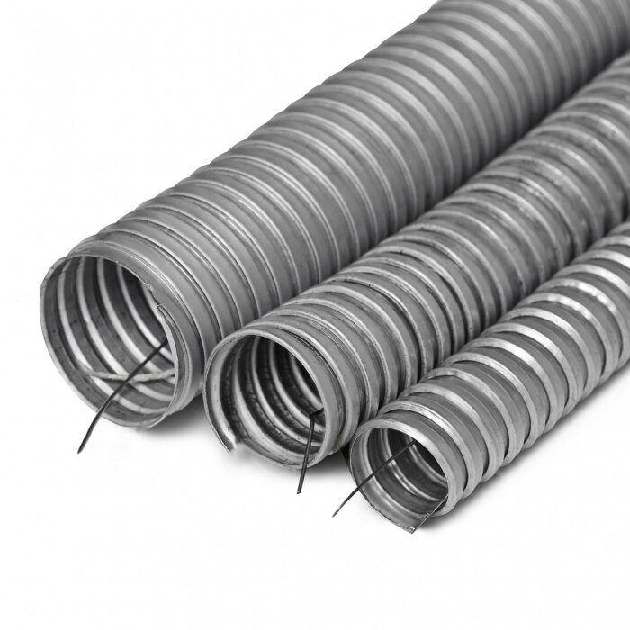 Металлорукав Р3-Ц-Х 15 (15 мм) с зондом ПожТехКабель 801-015 (100 м)