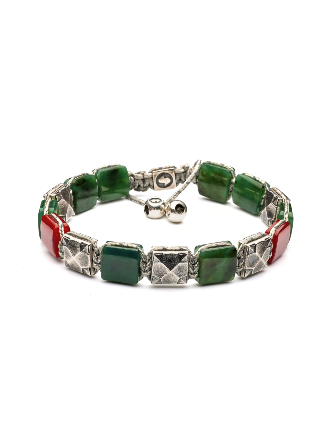 Браслет, серебро, 925 проба, оксидирование, сердолик, нефрит