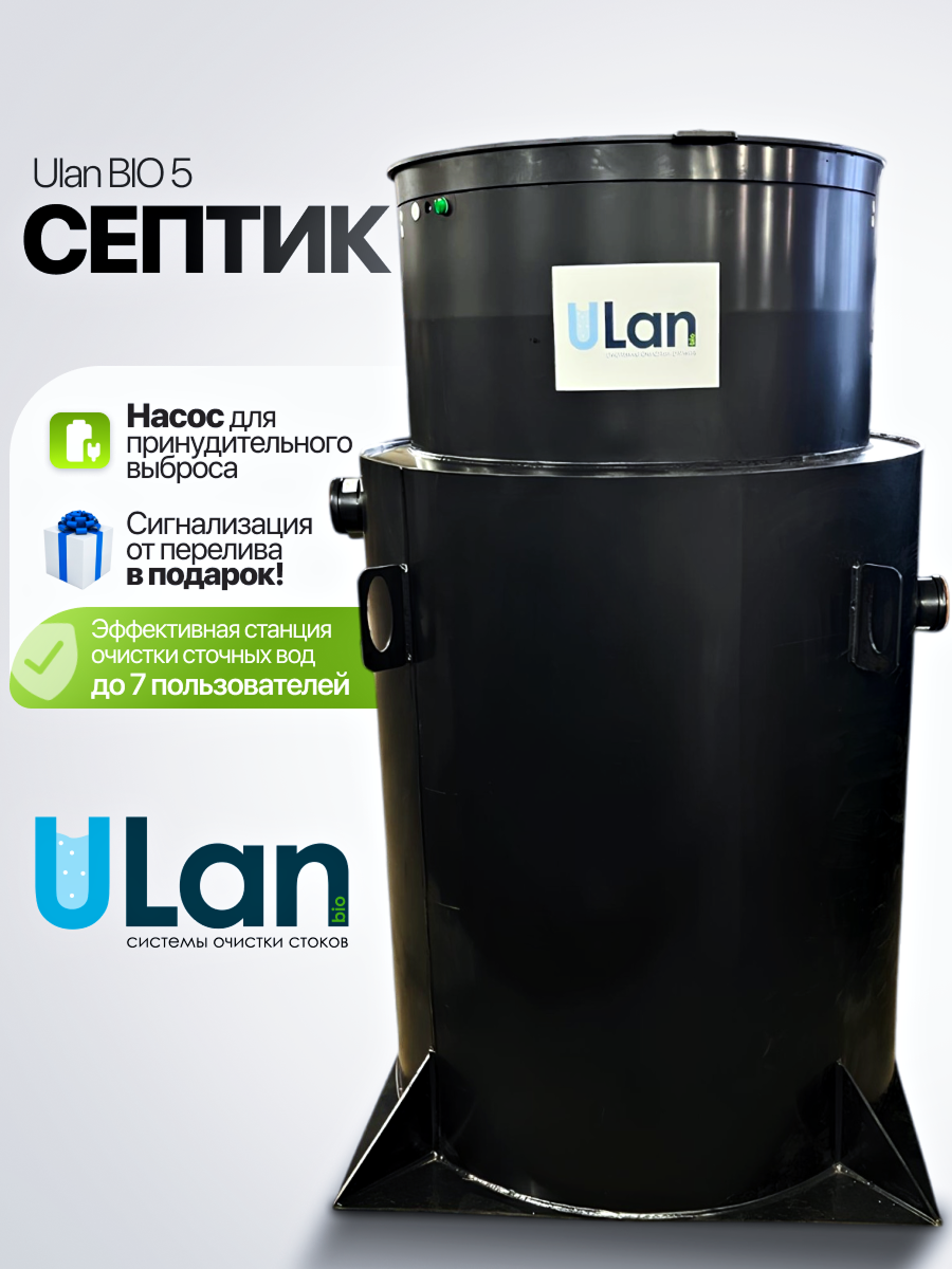 Септик Ulan BIO 5 - Эффективная станция очистки сточных вод до 7 пользователей