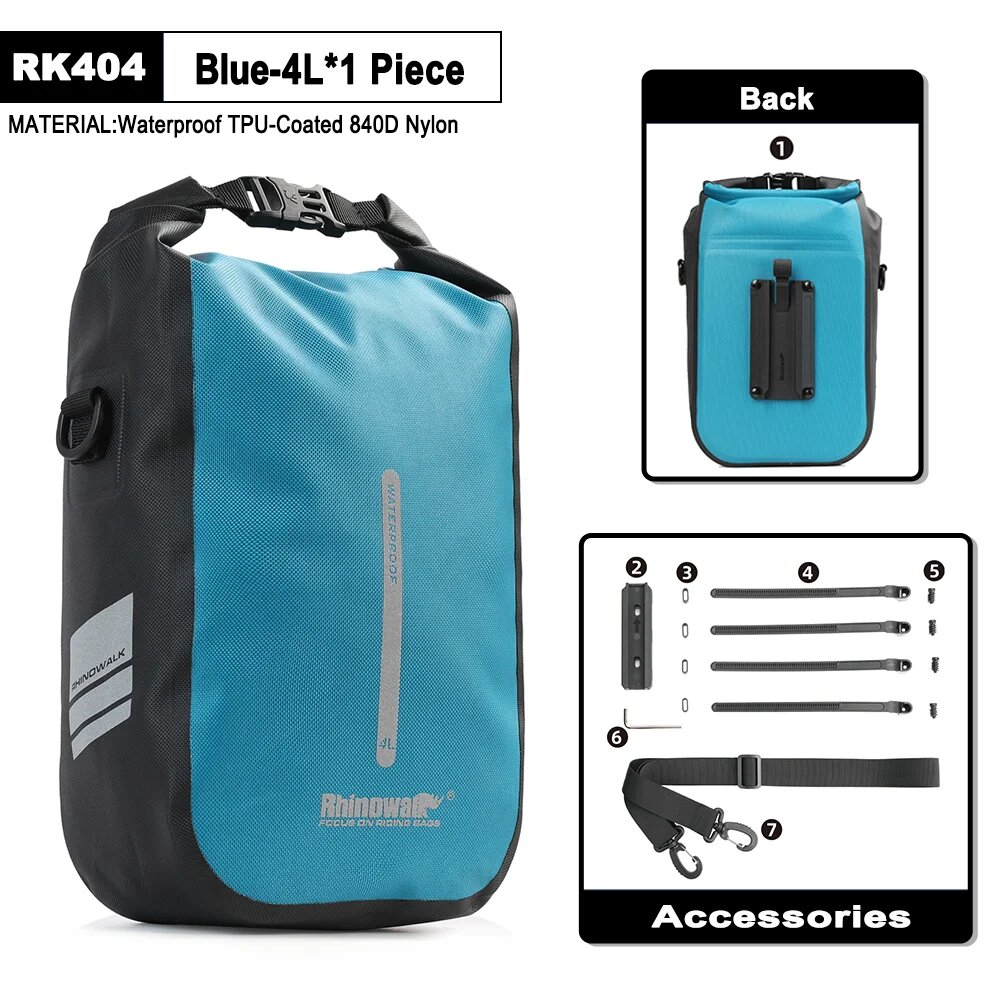 Rhinowalk Водонепроницаемая велосумка Blue-4L, синяя