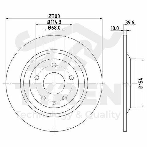 Диск тормозной, задний, Mazda CX>5 I, II 11> K01126251A ; K01126251B ; K01126251C TYREN TYR1014601