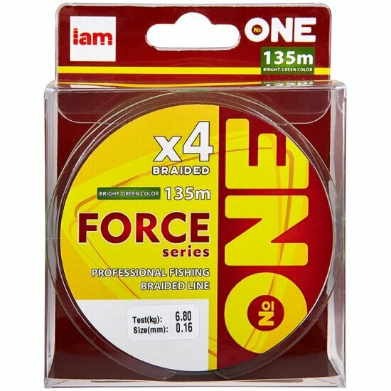 Леска плетеная Number One ONE FORCE Х4-135 (bright-green) 0.16мм