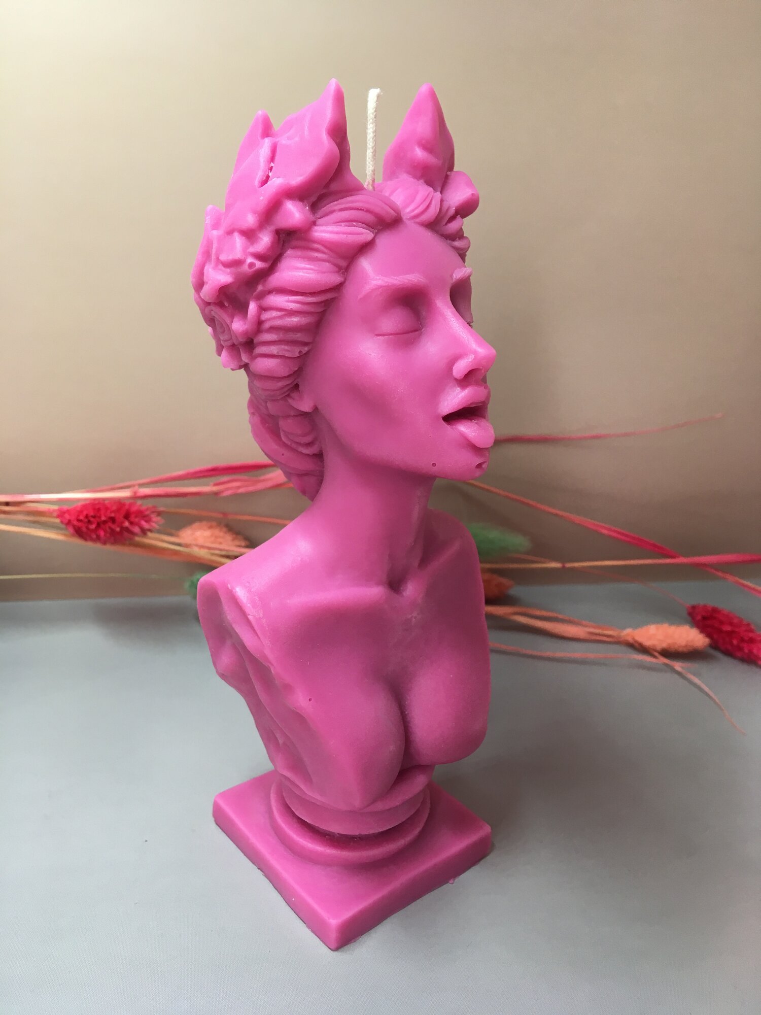 Свеча «Амара», пчелиный воск , розовый