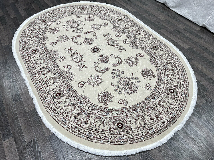 Ковер, Овал, Бежевый, Коричневый, Золотисто-жёлтый, Классический, Персидский, на пол, в гостиную, спальню, в ассортименте (100 см. на 180 см.)