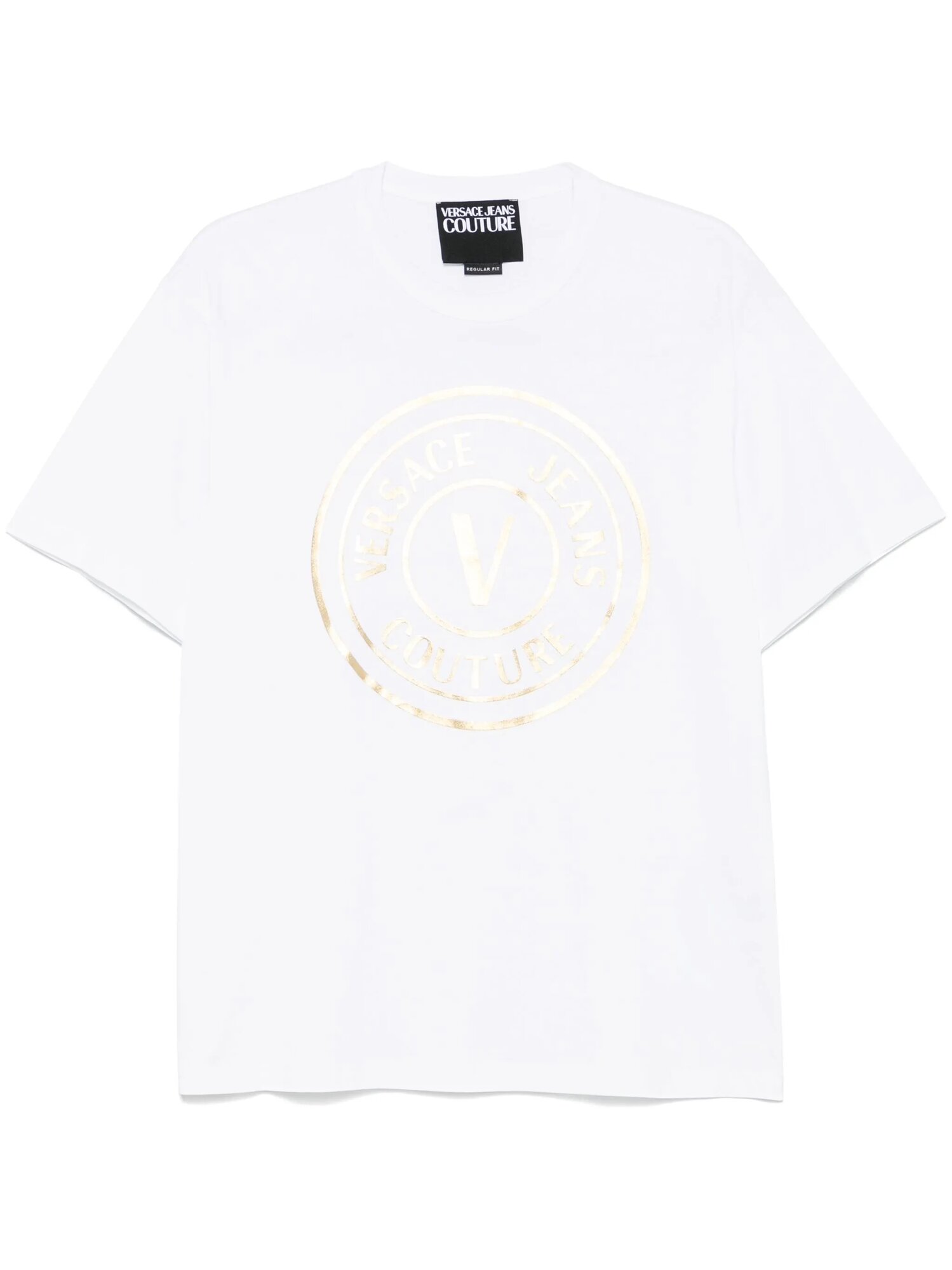 Футболка Versace Jeans Couture V-Emblem, размер 48, бежевый/белый