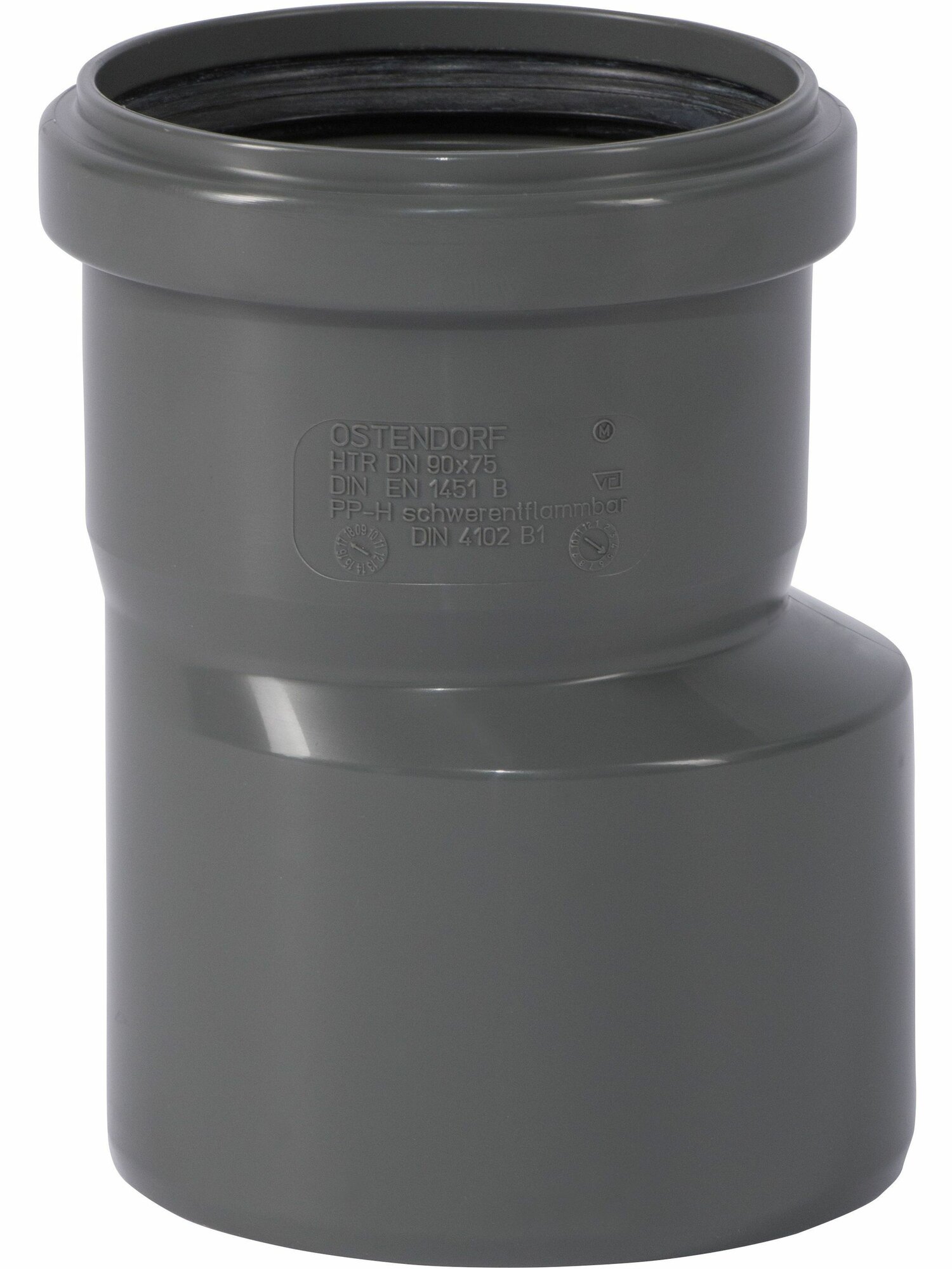 Переходник Ostendorf 90х75, эксцентрический, серый полипропилен 114710