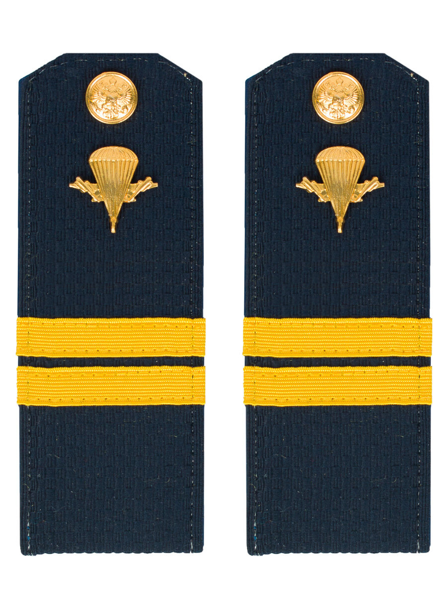 Погоны Вдв с фурнитурой синие с желтым галуном Мл. Сержант Пластиковые