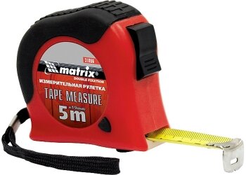Рулетка Double fixation, 7,5 м х 25 мм, обрезиненный корпус, двойная плавная фиксация MATRIX 31058