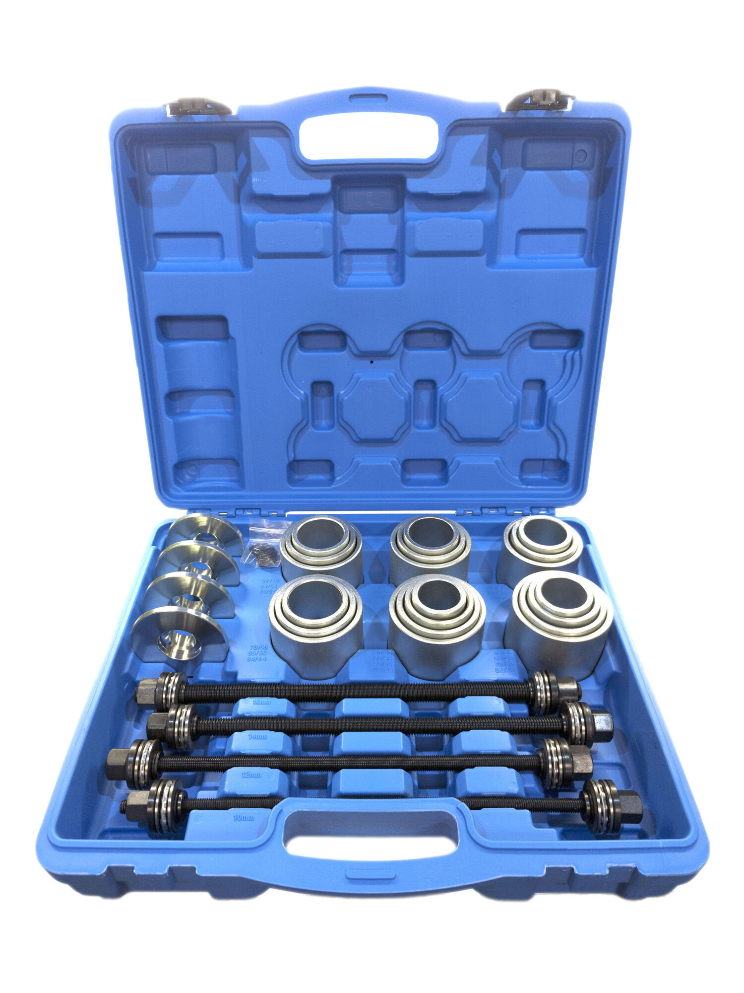 Набор для замены, выпрессовки, снятия, установки сайлентблоков, втулок и подшипников универсальный 28 предметов (34-82мм.), 2032вт, МаякАвто