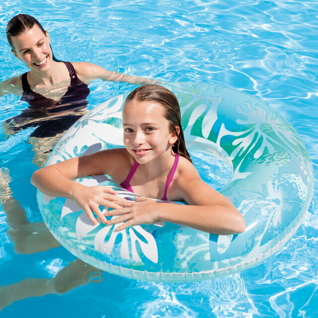 Надувной круг Цветочный Шейк 91 см голубой, INTEX, 59251-3