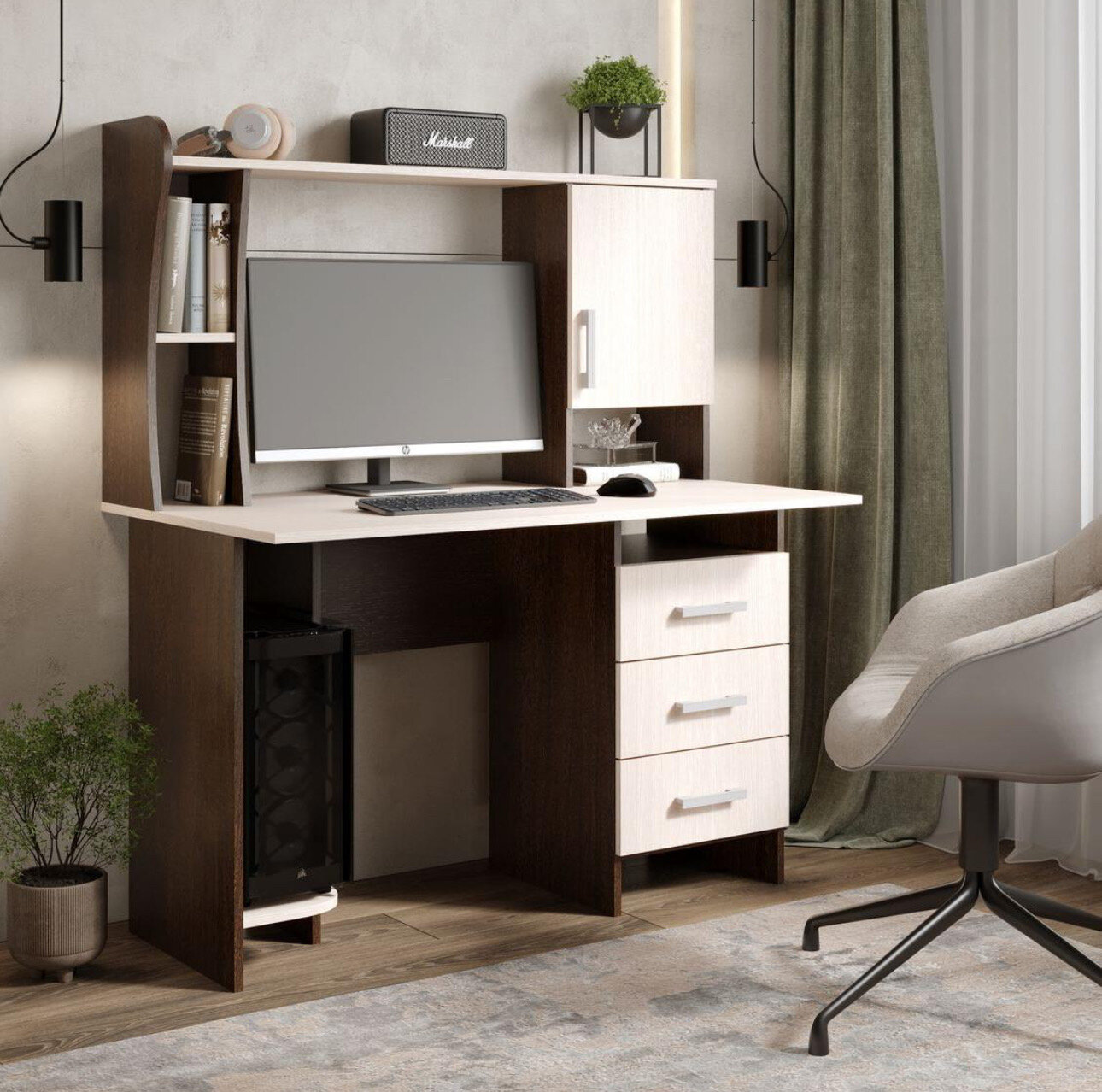 Стол компьютерный №5 (1,2х1,42х0,67), венге/белфорт