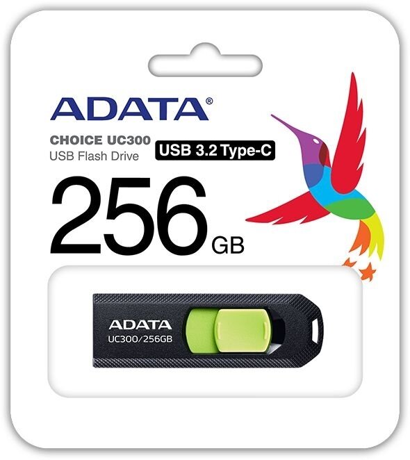 Флеш Диск A-Data 256Gb UC300 ACHO-UC300-256G-RBK/GN USB3.2 зеленый