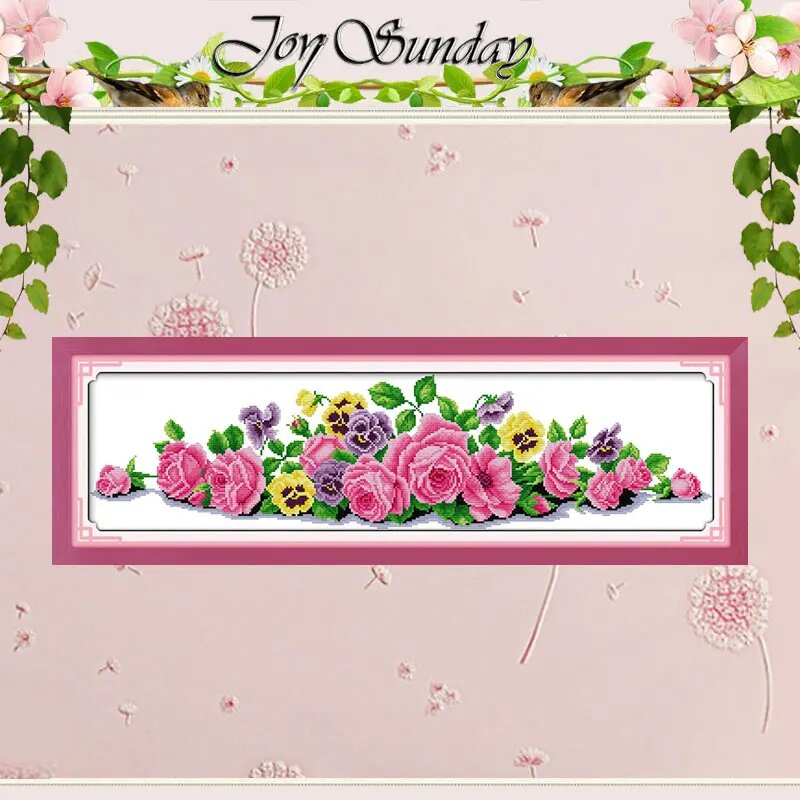 Набор для вышивки крестом Joy Sunday "Красивые цветы" 14CT blank canvas