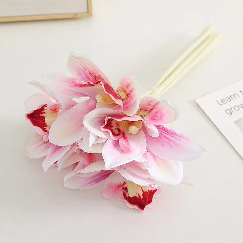 Искусственные орхидеи Cymbidium фиолетовые, 6 шт.