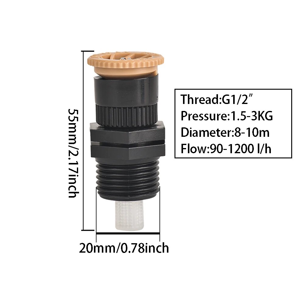 Садовый спринклер G1/2", 90-1200 л/ч, Цвет: A