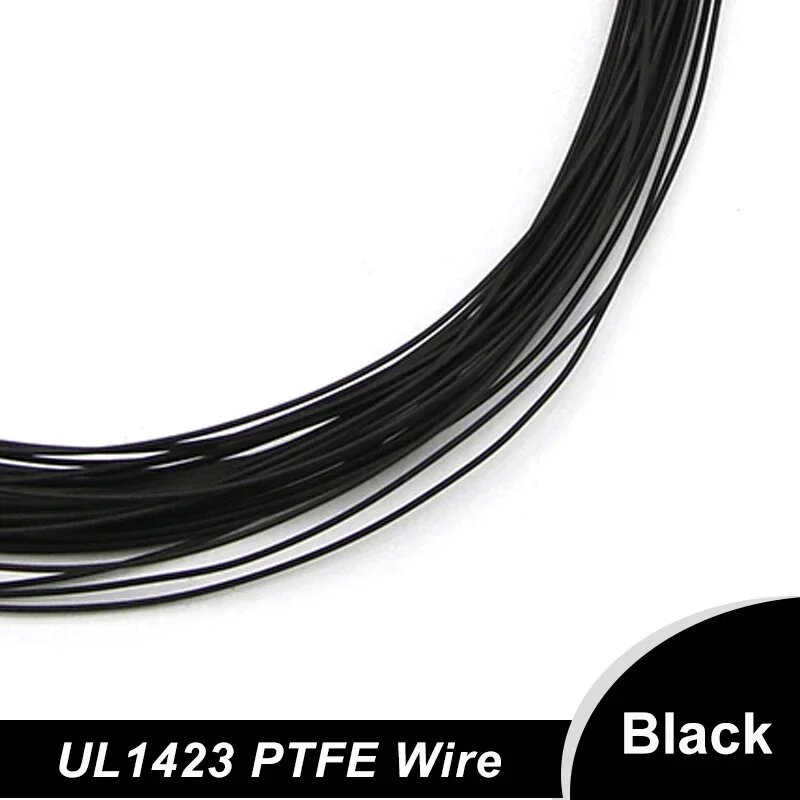 Одножильный посеребренный медный провод PTFE 38/36/34/30/28/26/24AWG 32AWG, Black, 10M