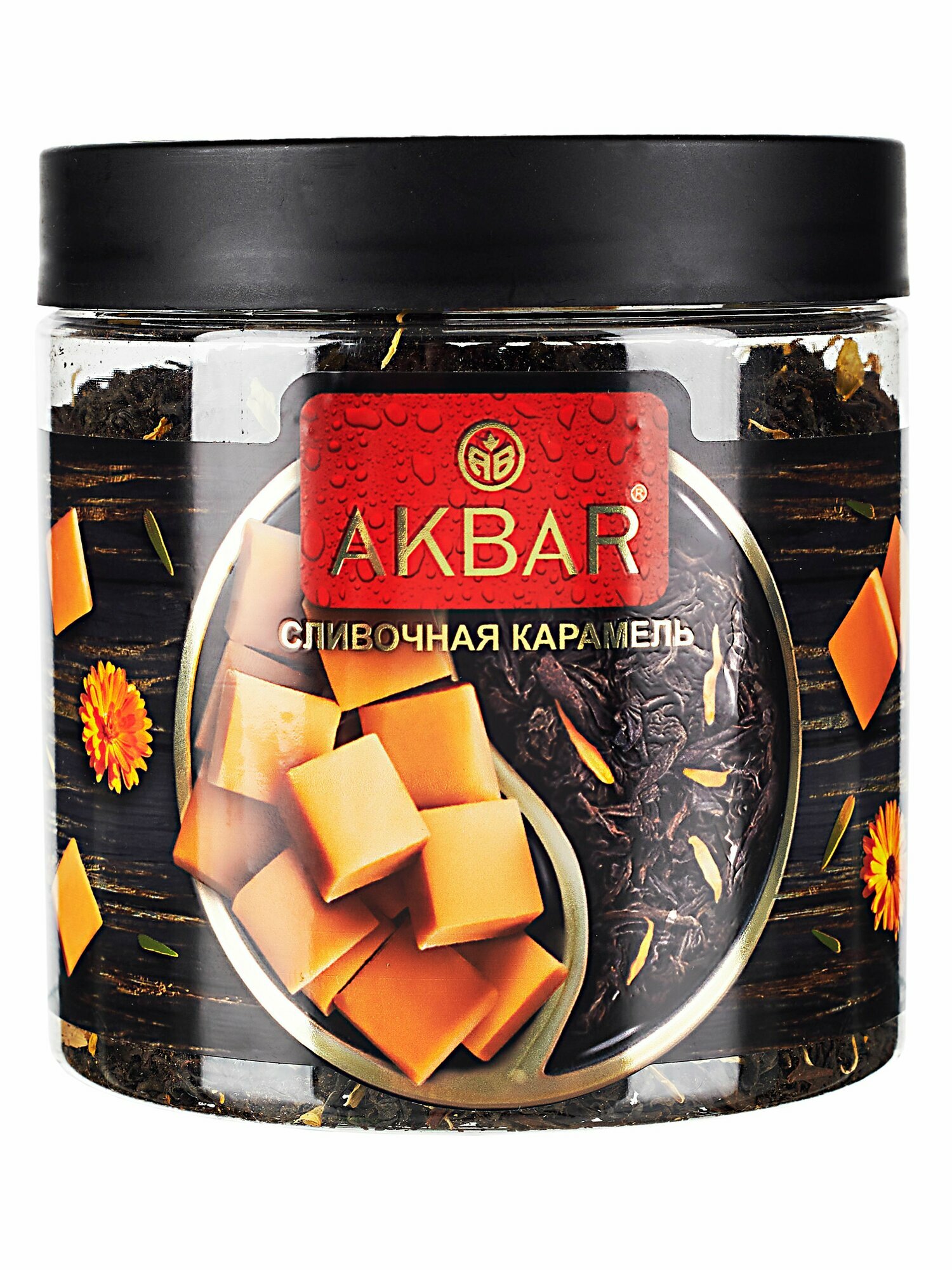 Чай AKBAR "Сливочная Карамель" крупнолистовой черный, 100г, пласт/б