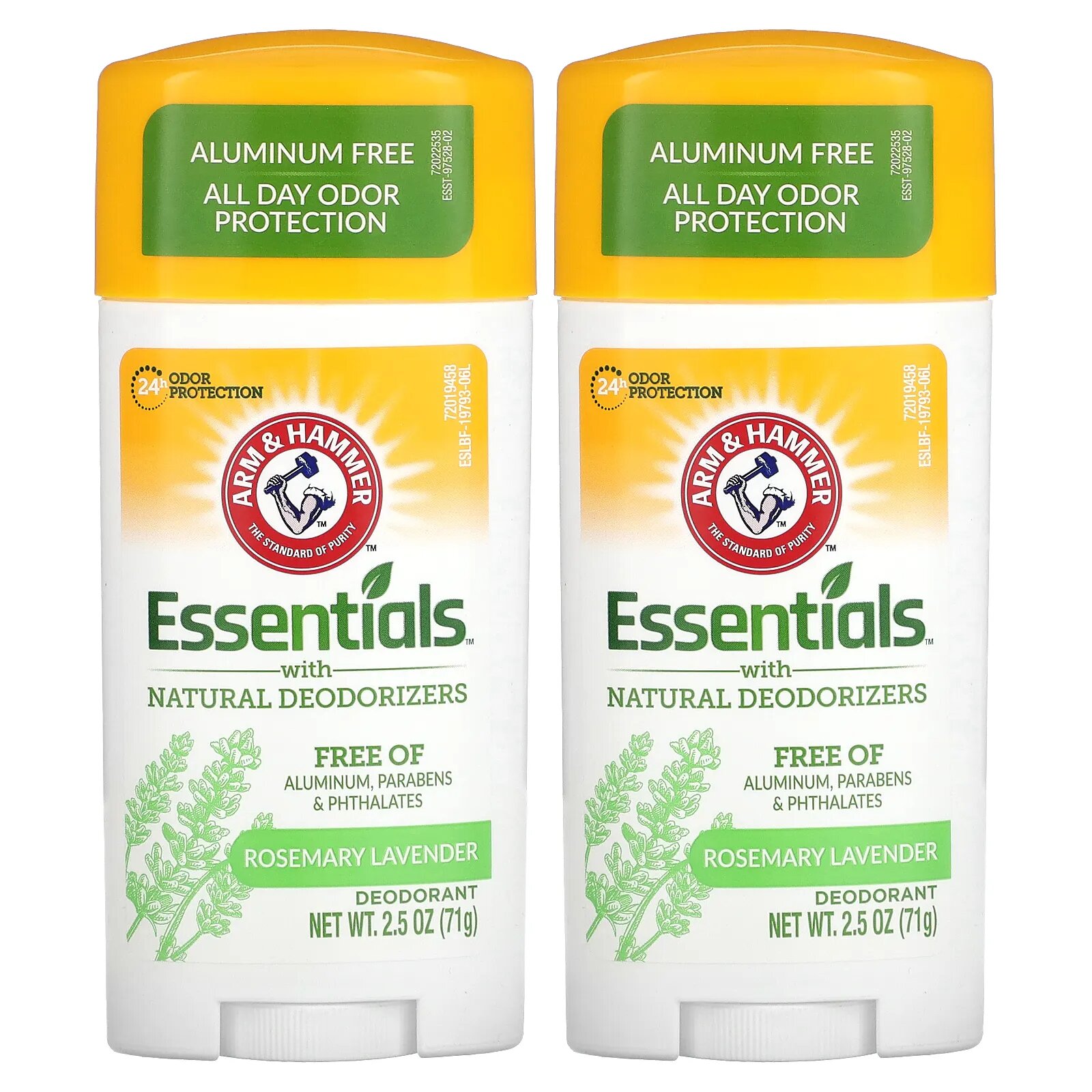 Дезодорант Arm & Hammer Essentials, антиперспирант женский, с экстрактами розмарина и лаванды, 2 уп. по 71г