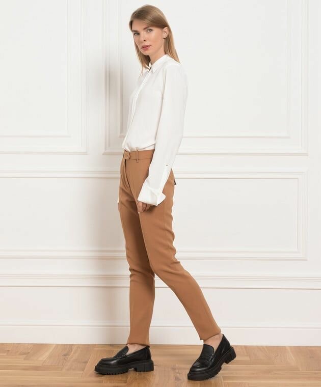 Брюки Max Mara, размер 40IT, бежевый, бежевый — фото 1