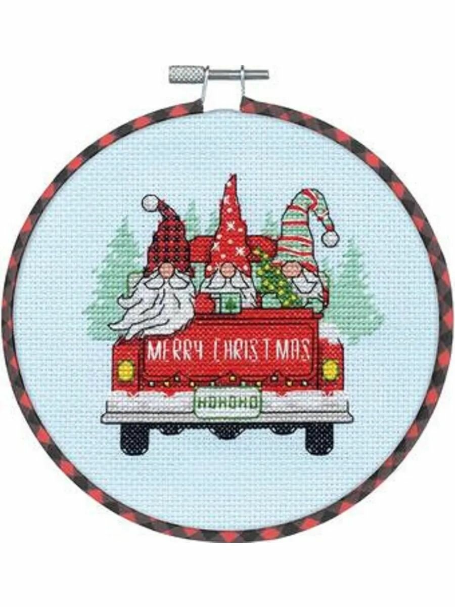 72-09006 Набор для вышивания крестом Гномы в красном грузовике DIMENSIONS