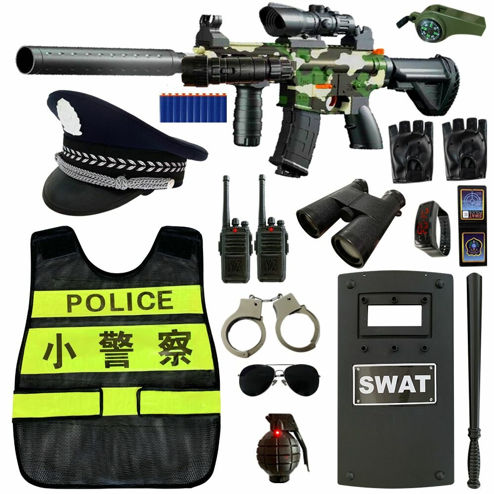 Комплект бронежилетов M416 с мягкой пулей <специальный полицейский> из 16 предметов. 6-12 лет