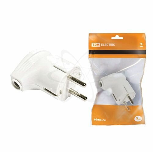 Вилка угловая з/к белая 16А