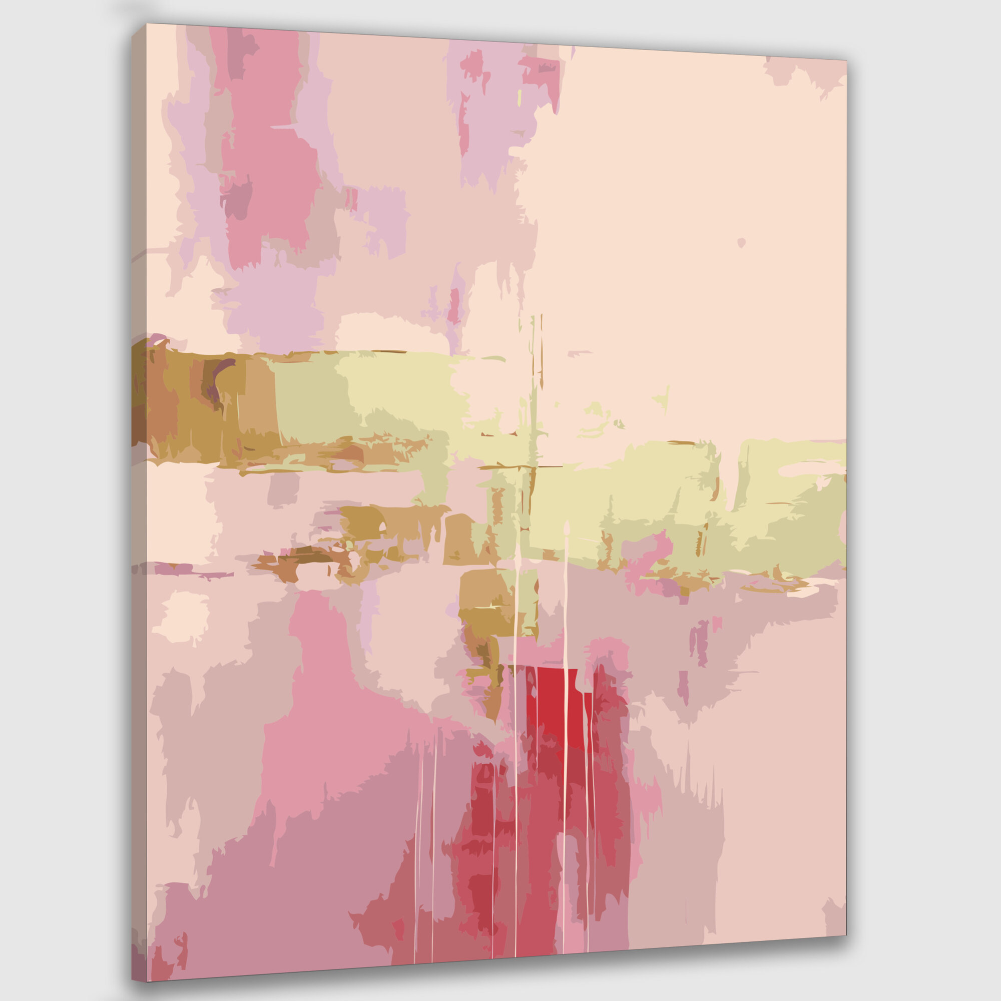 Картина по номерам 40x50 см, абстракция, смешанная техника, розовые оттенки, динамичные мазки, текстурированные слои