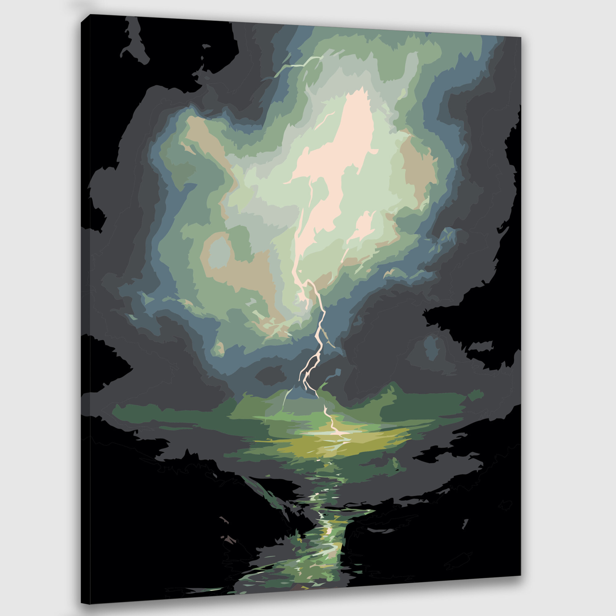 Картина по номерам 40x50 см, картина, масло, энергия, движение, гроза, облака, молнии, дождь, динамичность, атмосфера