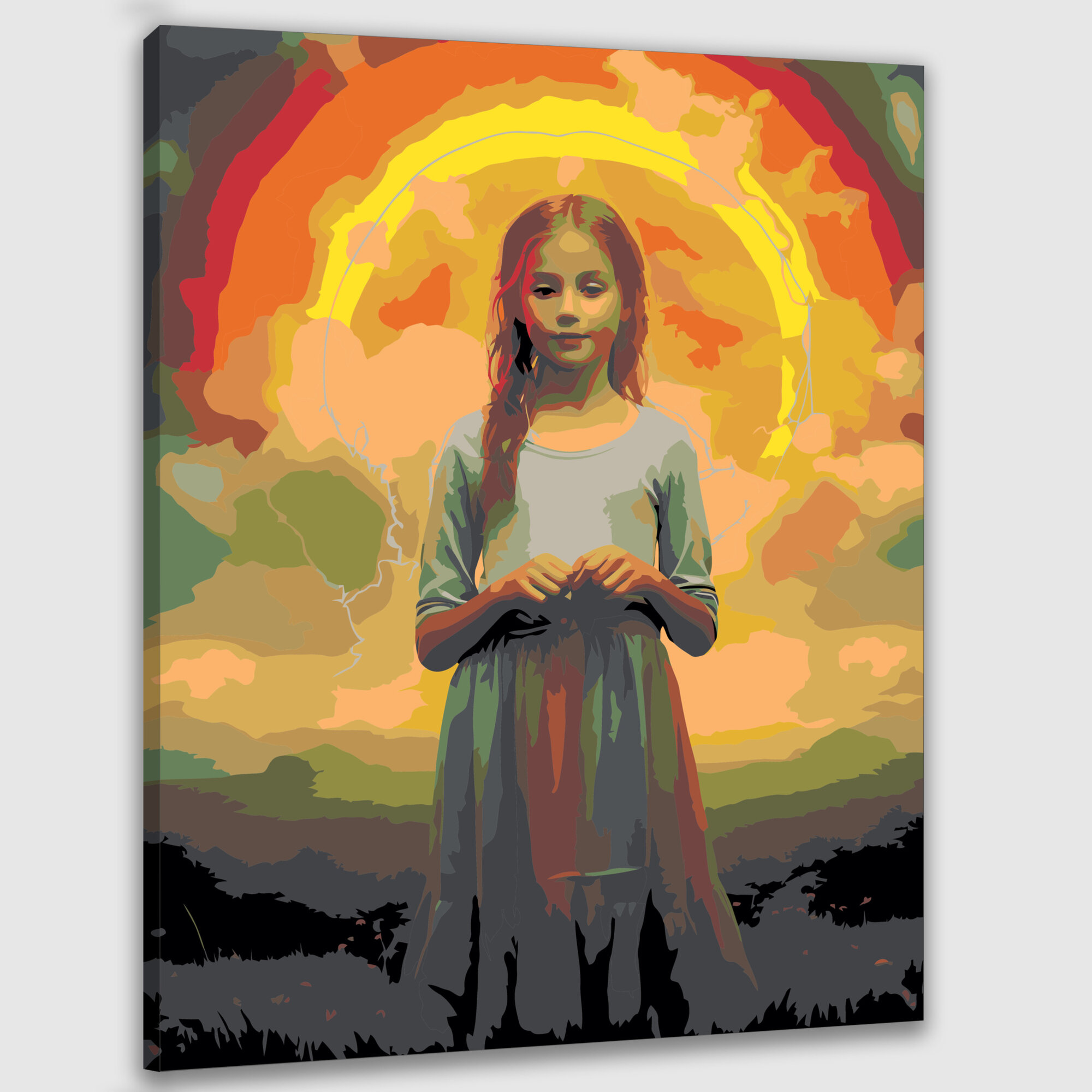 Картина по номерам 40x50 см, яркая, цифровая, картина, молодая девушка, светящаяся радуга, любовь, радость