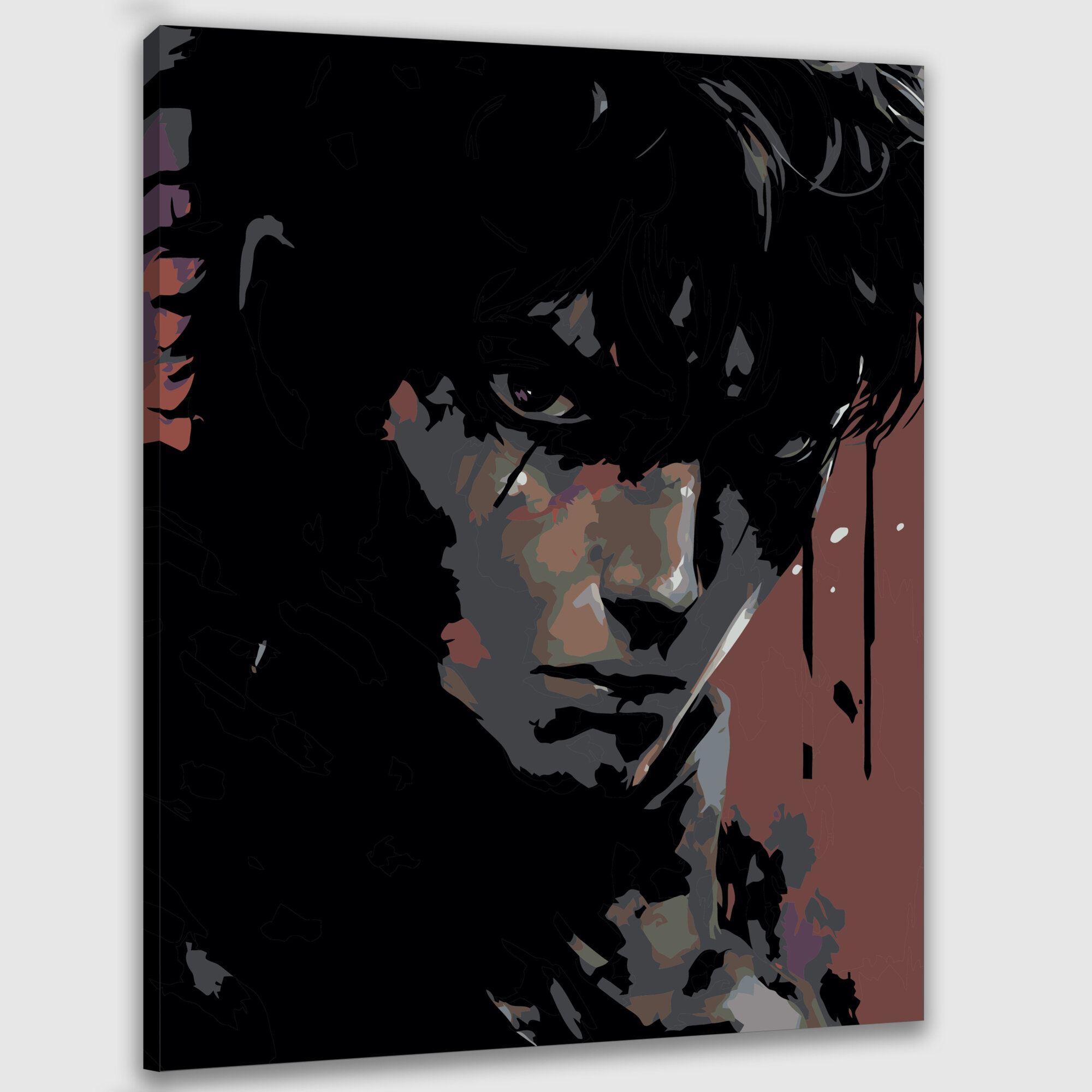 Картина по номерам 40x50 см, цифровое искусство, манга Берсерк, портрет Гатса, внутренний конфликт, тени