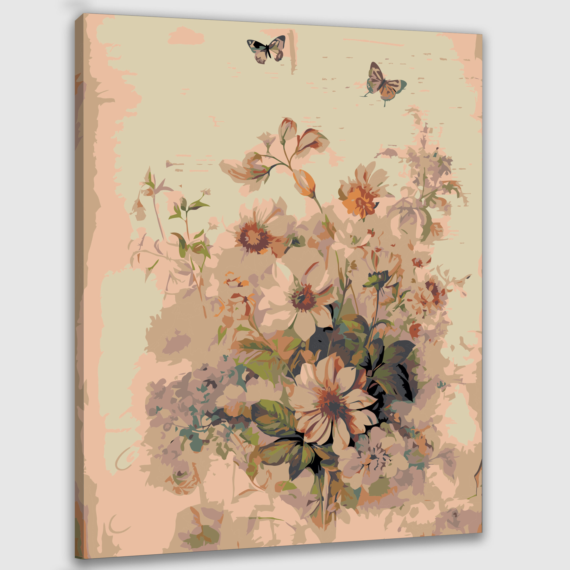 Картина по номерам 40x50 см, искусство, коллаж, фотографии, письма, цветы, сепия, ностальгия, красота, любовь, потери