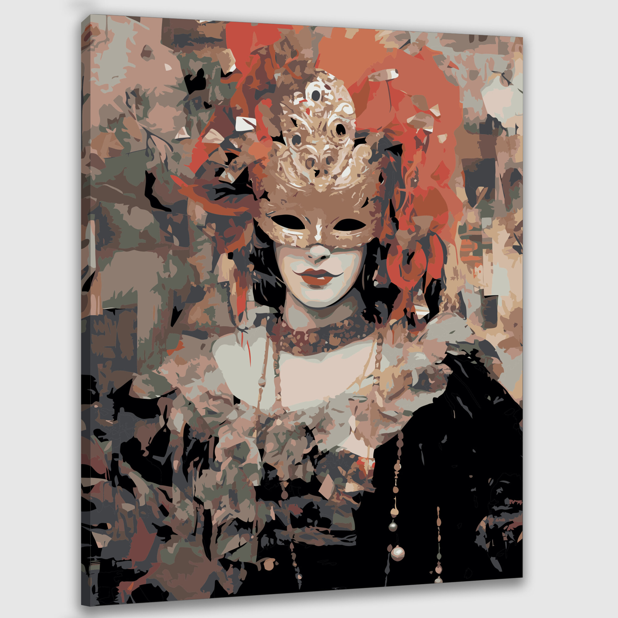 Картина по номерам 40x50 см, смешанная техника, святочный маскарад, живопись, коллаж, старинные фотографии