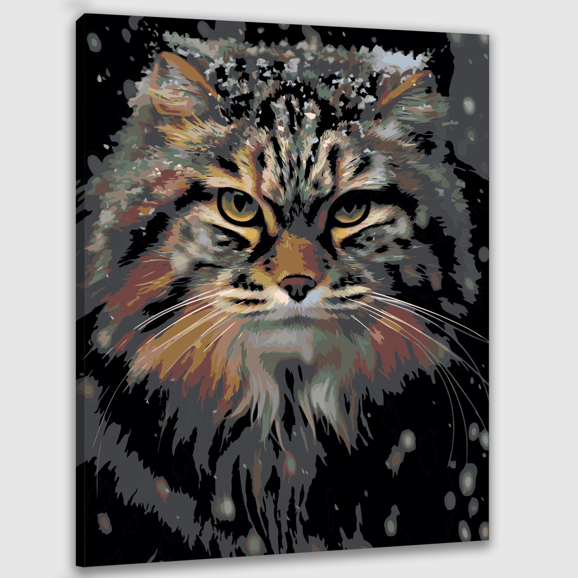 Картина по номерам 40x50 см, Манул, дикая кошка, зимний лес, янтарные глаза, пушистый мех, выразительная морда