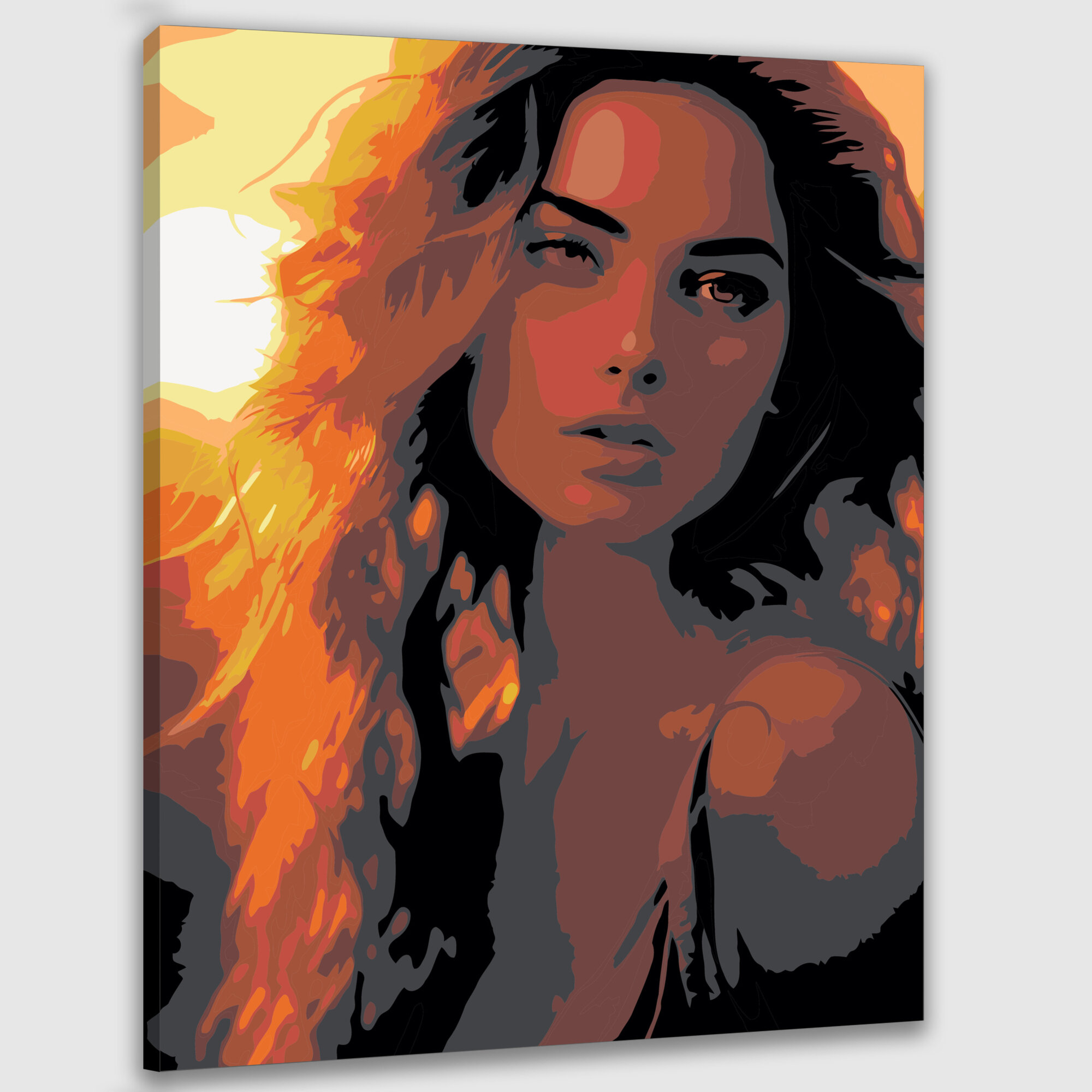 Картина по номерам 40x50 см, свет золотого часа, девушка, лицо, сияние, атмосфера, фотография